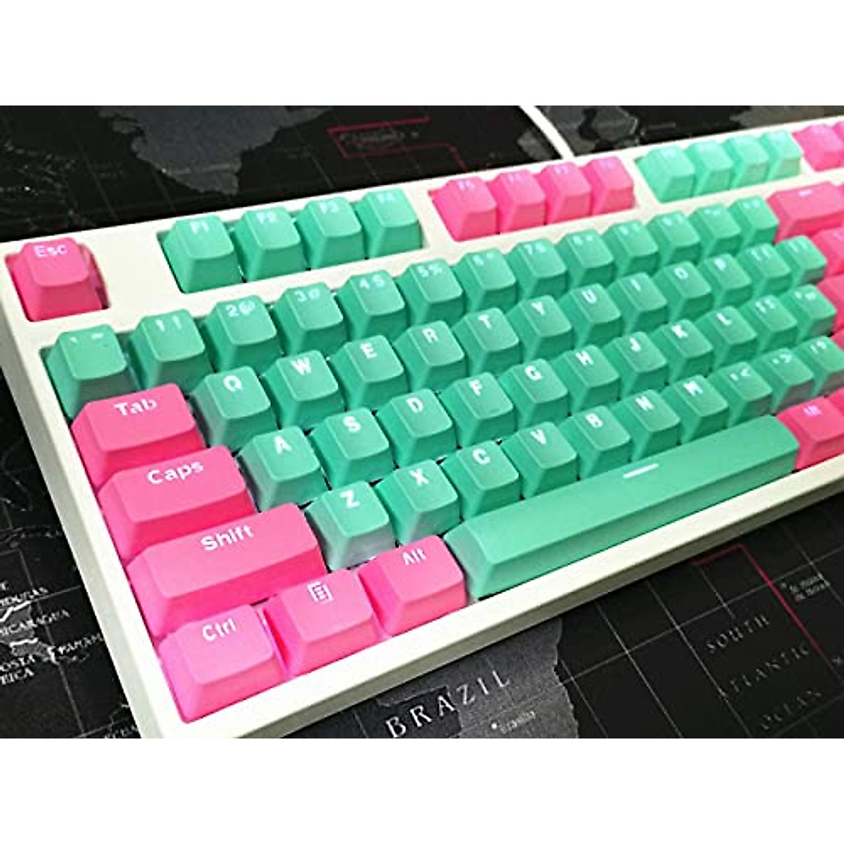 104 Keys Miami PBT Doubleshot Backlit Keycaps ANSI/ISO Keyset OEM Profile for 60%/87 TKL/104/108 Cherry MX Switches Gaming Mechanical Keyboards (Miami)