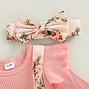 Mubineo Baby Girl Spring Fall Clothes Outfits Long Sleeve Lace Floral Romper Dress Newborn Outfit (Sc Pink, 0-3 Months)