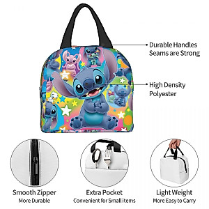 LLTAO Cute Cartoon Lunch Bag for Boy and Girls,Insulated Lunch Box Waterproof Reusable Tote Bag for Work/Office/Outdoor