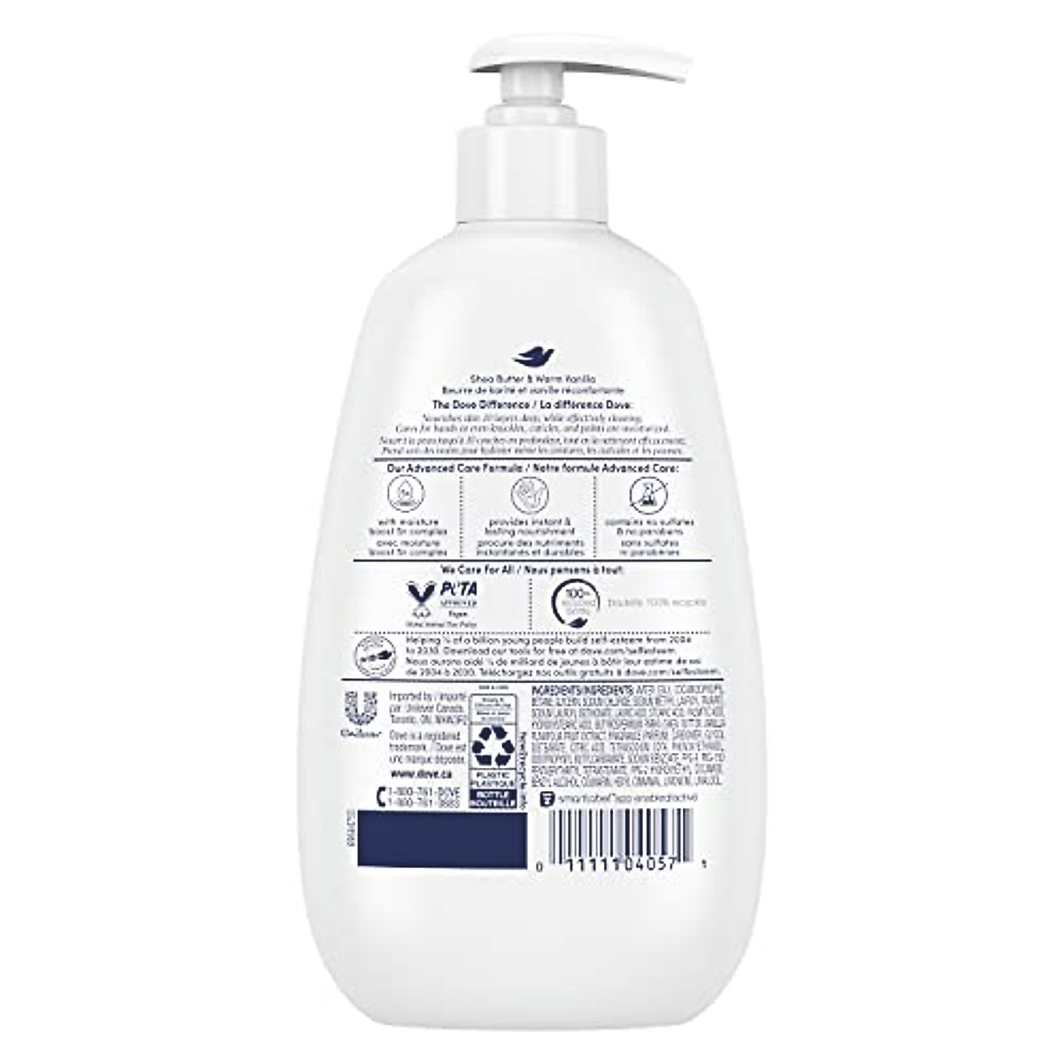 Dove Advanced Care Hand Wash Shea Butter & Warm Vanilla 4 Count for Soft, Smooth Skin, More Moisturizers than the Leading Ordinary Hand Soap, 12 oz
