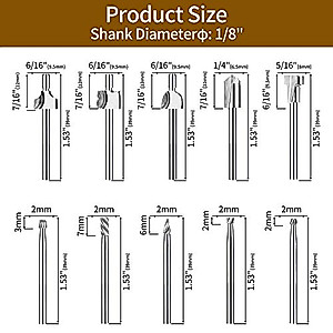 20Pc HSS Router Carbide Engraving Bits and Router Bit Set with 1/8"(3mm) Shank for Power Rotary Tools Accessories for DIY Woodworking, Carving, Engraving, Drilling, Sculpting