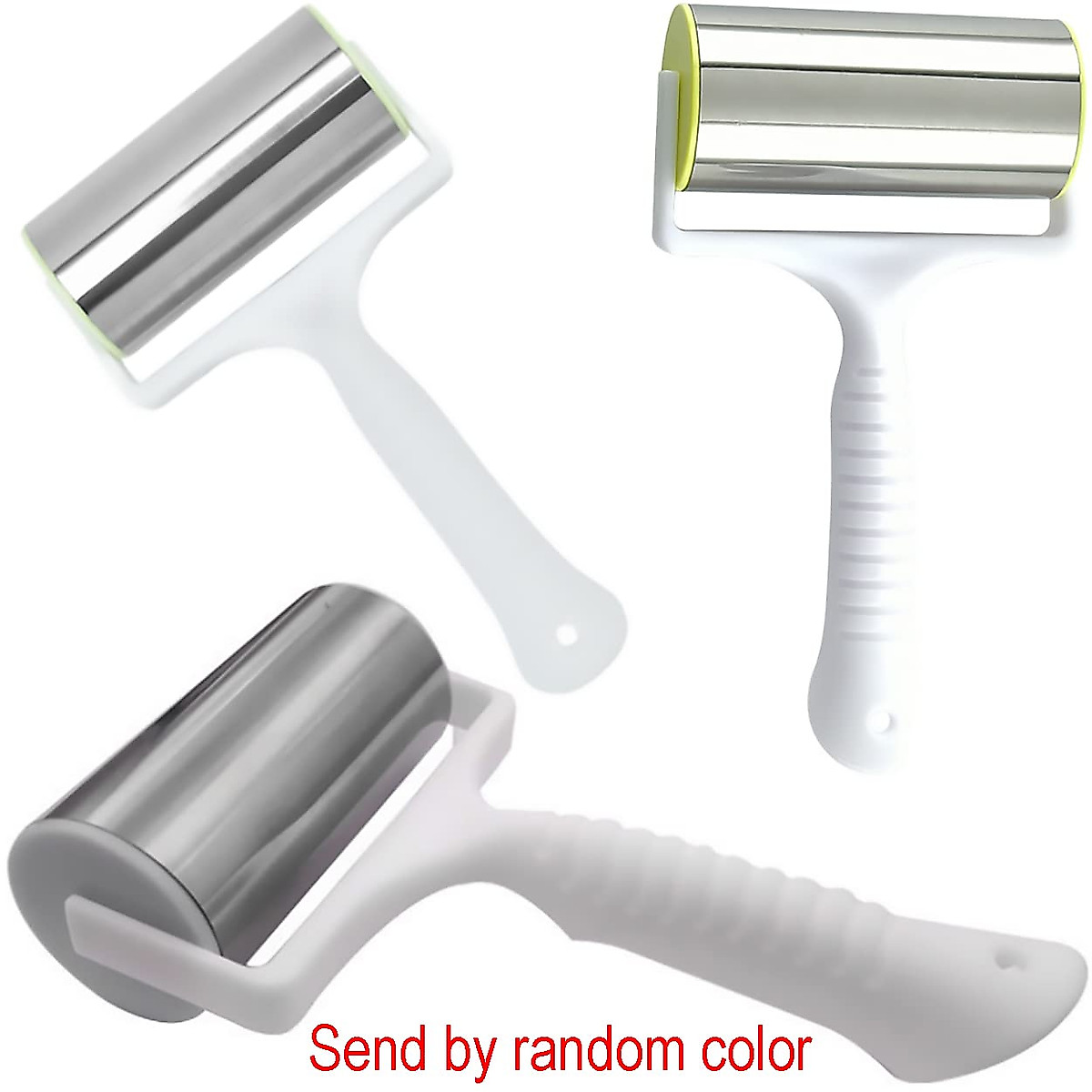 Goeielewe Stainless Steel Rolling Pin with Plastic Handle, Small Mini Pastry and Pizza Dough Baker Roller Ideal for Baking Dough, Pizza, Pie, Pastries, Pasta and Cookies (Random Color)