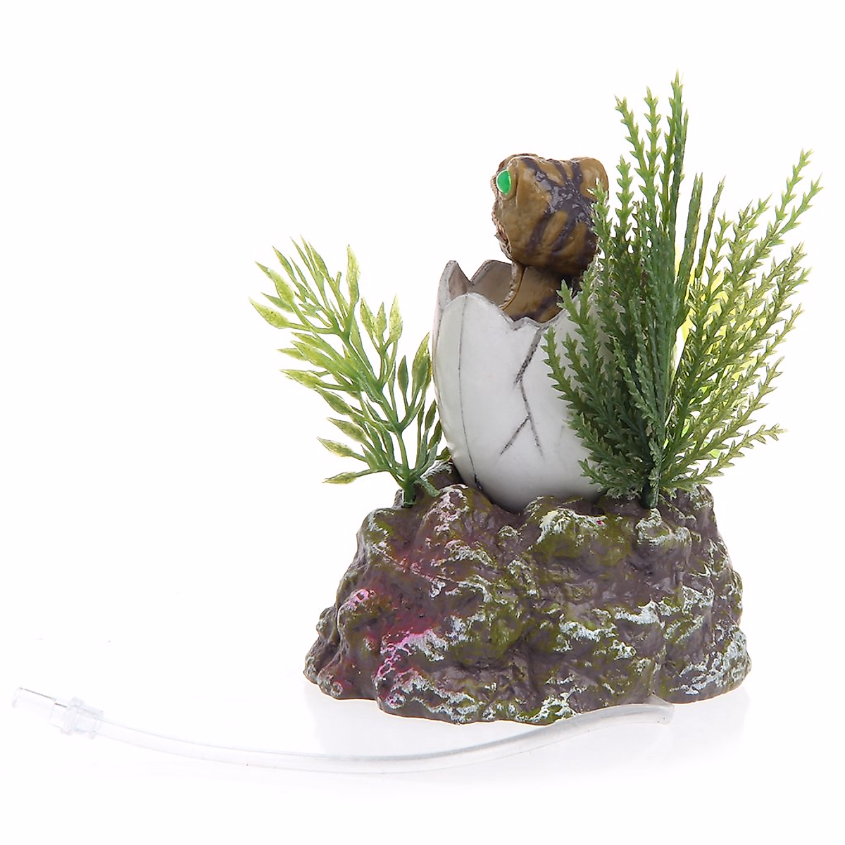 LOXGO Aquarium Decorations Small Ornaments Baby Dinosaur in Egg for Fish for Tank Aquatic Pet Supplies with Air Hose Aquarium Heater Light Thermometers Gravel Sand Decorations