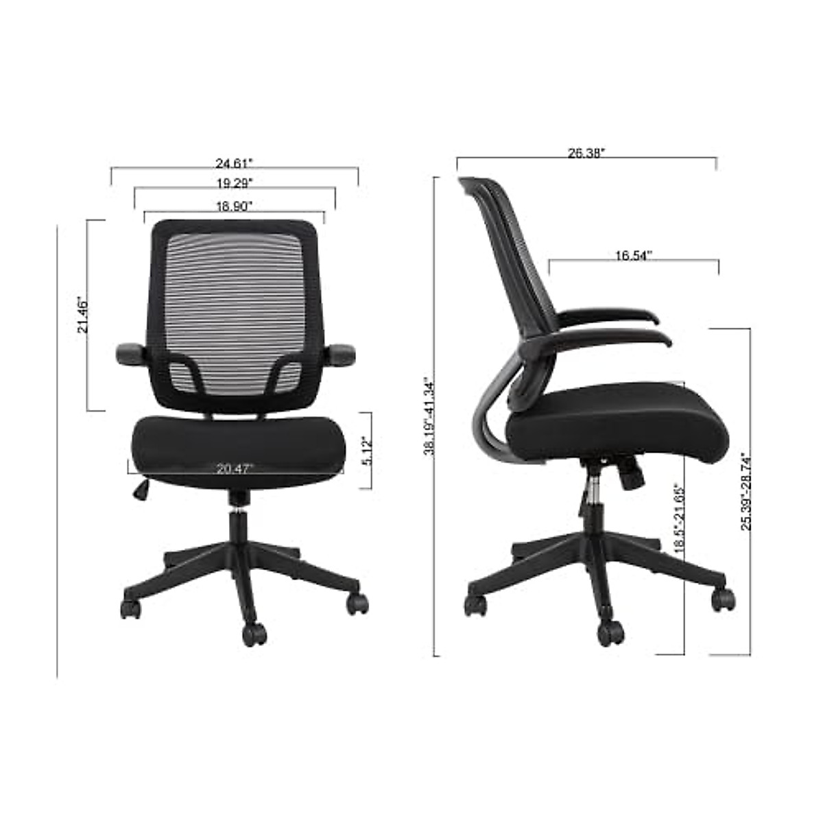 Ergonomic Office Chair, High Back Desk Chair, Swivel Mesh Computer Task Chair with Dynamic Lumbar Support, Tilt Function, Executive Home Office Chair with 3D Adjustable Headrest and Armrests (Black)