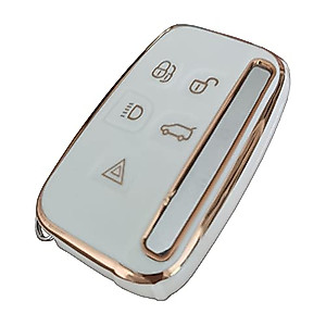 for Land Range Rover Key Fob Cover TPU Protector Shell Keyless Remote Control Smart Key Holder Fit for Land Range Rover Discovery Jaguar (White)