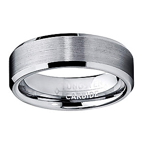 Metal Masters 6MM High Polish/Matte Finish Tungsten Ring, Bands Size 8
