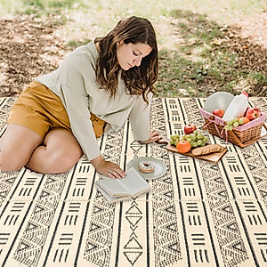 Reversible Outdoor Rugs for Patio Decor 5x8ft Waterproof Portable Outdoor Carpet Mat Large Plastic Straw Rug Geometric Bohemian Area Rug for Patio Clearance RV Camping Picnic Beach Backyard