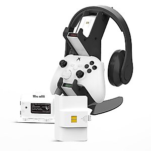 Dual Charging Station Dock for Xbox Series X|S, Fast-Speed Wireless Controller Charging Dock/Headset Controller Stand- Included 2x850 mAh Rechargeable Battery Packs (White)