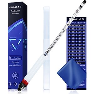 Cimalab Hydrometer Alcohol Meter, Hydrometer Alcohol 0-200 Proof and Tralle Alcohol Hydrometer, Alcohol Proof Tester Hydrometer, Alcohol Tester for Liquor/Moonshine/Spirits/Proofing/Distilled