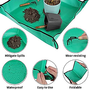 Plant Repotting Mat for Indoor Plants Potting Soil, Foldable Waterproof Plant Repotting/Potting Tray, Portable Potting Mat Gardening Tray for House Plants Succulents (26.8" x 26.8")