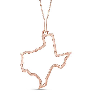 Jewel Zone US 1/10 Cttw Natural Diamond Accent State of Texas Outline Pendant Necklace in 14K Rose Gold Over Sterling Silver (0.10 Cttw)
