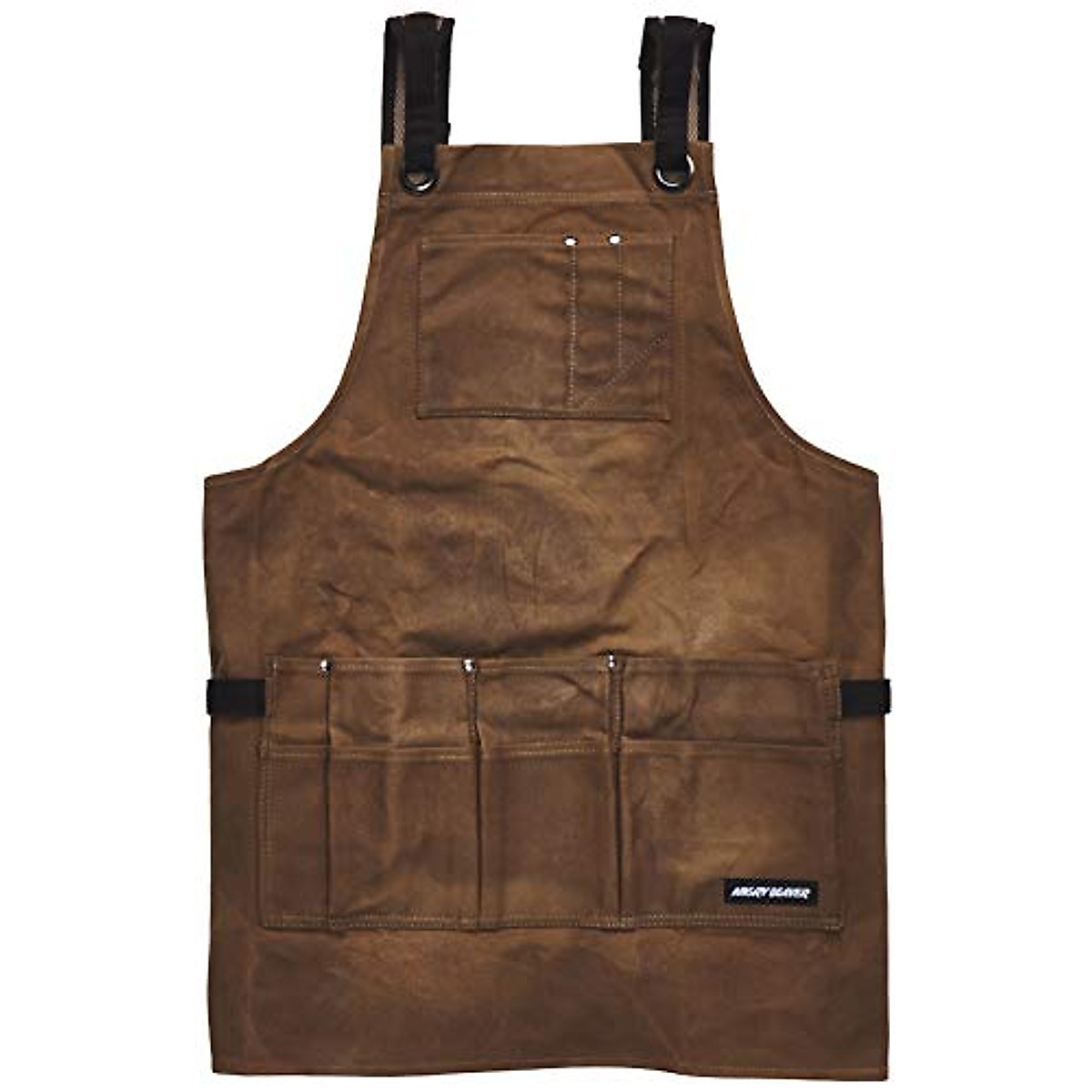 Angry Beaver Waxed Canvas Work Shop Apron For Men, Wood Workers Apron, Adjustable Construction or Craftsman Shop Apron with Utility Pockets and Tool Loop