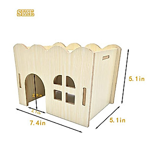 BNOSDM Guinea Pig House Hide Natural Chewable Hamster Hideout Wooden Hut Small Pets Woodland House Habitats Decor for Hamster Mice Gerbils Mouse