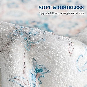 Mcadore 8x10 Area Rugs Washable Boho Rug, Non Slip Carpet for Living Room, Bedroom, Kitchen, Soft Low-Pile Rug, Lvory/Floral