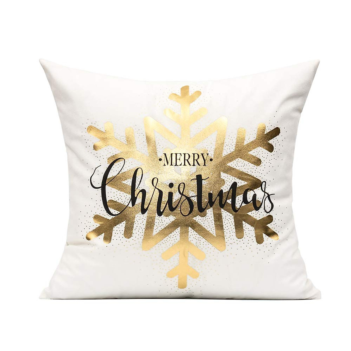 All Smiles White Gold Christmas Decorations Throw Pillow Covers 18X18 Set of 4 Winter Xmas Navidad Home Holiday Décor Velvet Cushion Cases for Sofa Tree Snowflake Reindeer