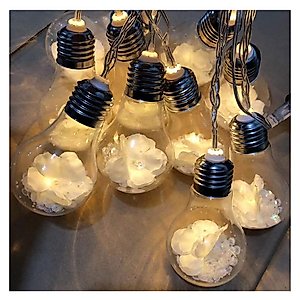 Thegreen Globe String Light led with Sparkles and Flowers Plug in Wall, 9 Light Bulb with Extension + Female Plug a Decorative Lights for Bedroom, Patio, Garden and Waterproof
