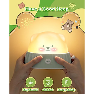 Daxtril Night Light for Kids Cute Lamp, Bear Cat Lamp Kawaii Room Decor, Kids Toys for Girls, Stocking Stuffers for Kids, Christmas Gifts for Teenage Girls Kids Boys, Rechargeable Touch Lamp, Green