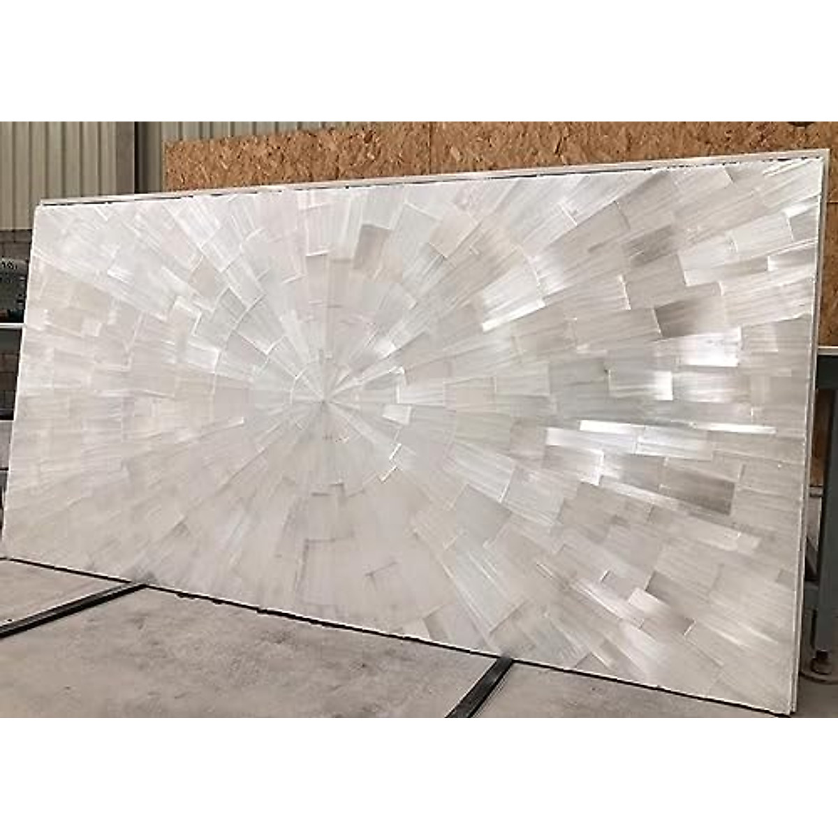 36 x 48 Inches Royal Look Kitchen Counter Table Top Resin Art with Selenite Stone Rectangle White Marble Dining Table