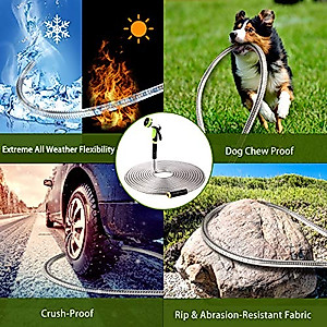 Macuvan Flexible Metal Garden Hose 100ft-Heavy Duty Water Hose with Durable 304 Stainless Steel and 10 Way Spray Nozzle-Strong 3/4'' Solid Brass Fitting-Outdoor Yard No Kink Lightweight Long Hose Pipe