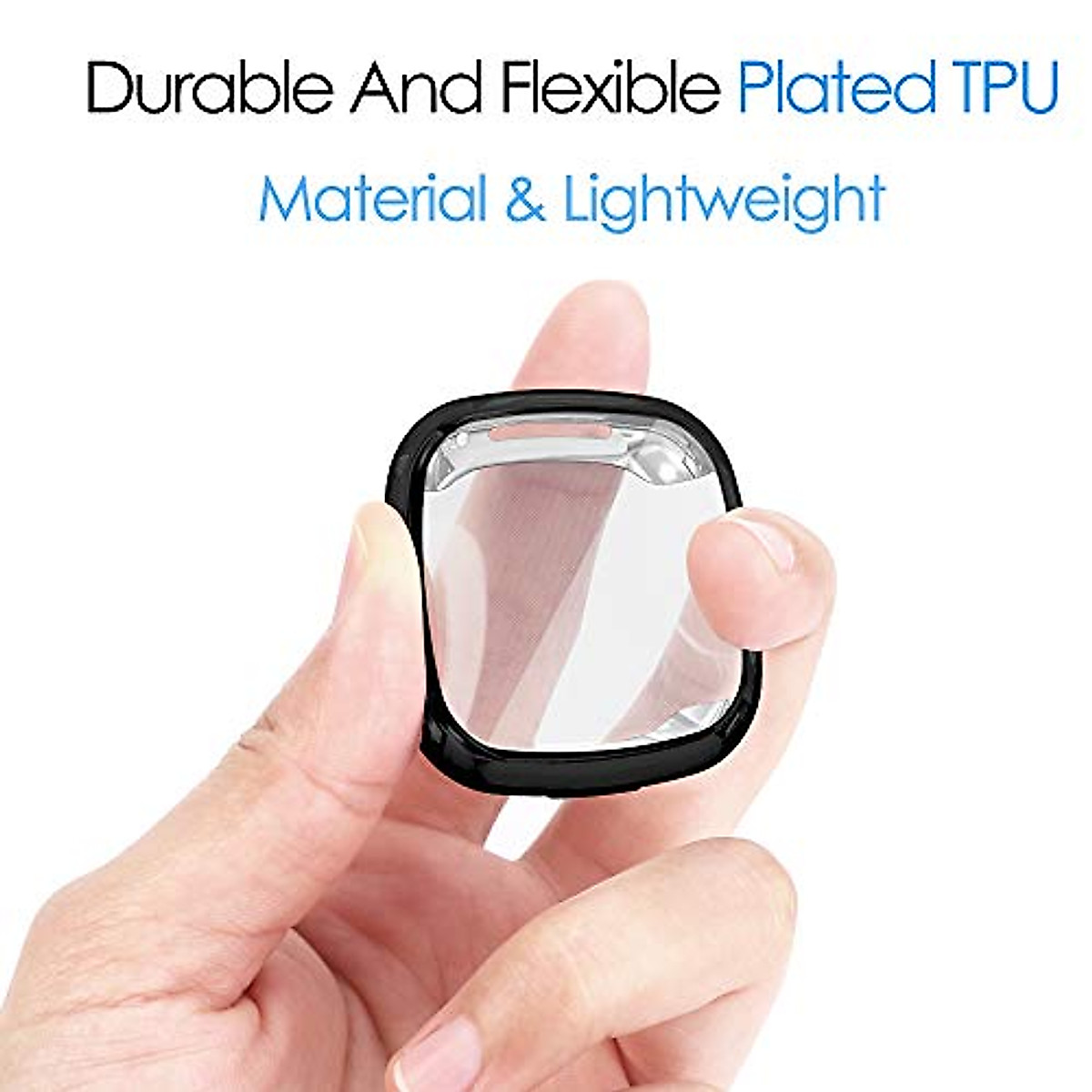 ZEBRE [4-Pack] Screen Protector Case Compatible with Fitbit Sense/Versa 3, TPU Rugged Bumper Case Cover All-Around Protective Plated Shell Accessories [Scratch-Proof] for Sense Smartwatch