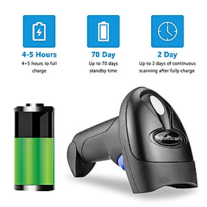 NetumScan Wireless Barcode Scanner with Stand, Portable Automatic Barcode Reader 2-in-1 (2.4G Wireless & USB 2.0 Wired QR Code Scanner for Warehouse POS and Computer (1D)