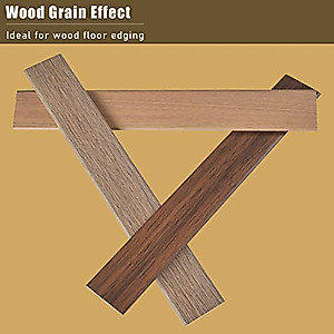 Doorway Uneven Floor Transition Strip, Floor Edge Protective Strip Gap Transition Rail Tile Trim, Brown Wood Effect T-Molding Threshold Carpet Cover, Aluminum, 35"/39"/43"/47"/51"/55"/59" Long ( Color