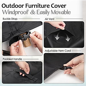 ADBAOBO Outdoor Furniture Cover, Patio Furniture Covers Waterproof, Outdoor Couch 3-Seater Sofa Bench Table Cover Heavy Duty 900D with Air Vent and Handles, 79" W x 37" D x 35" H inch, Black