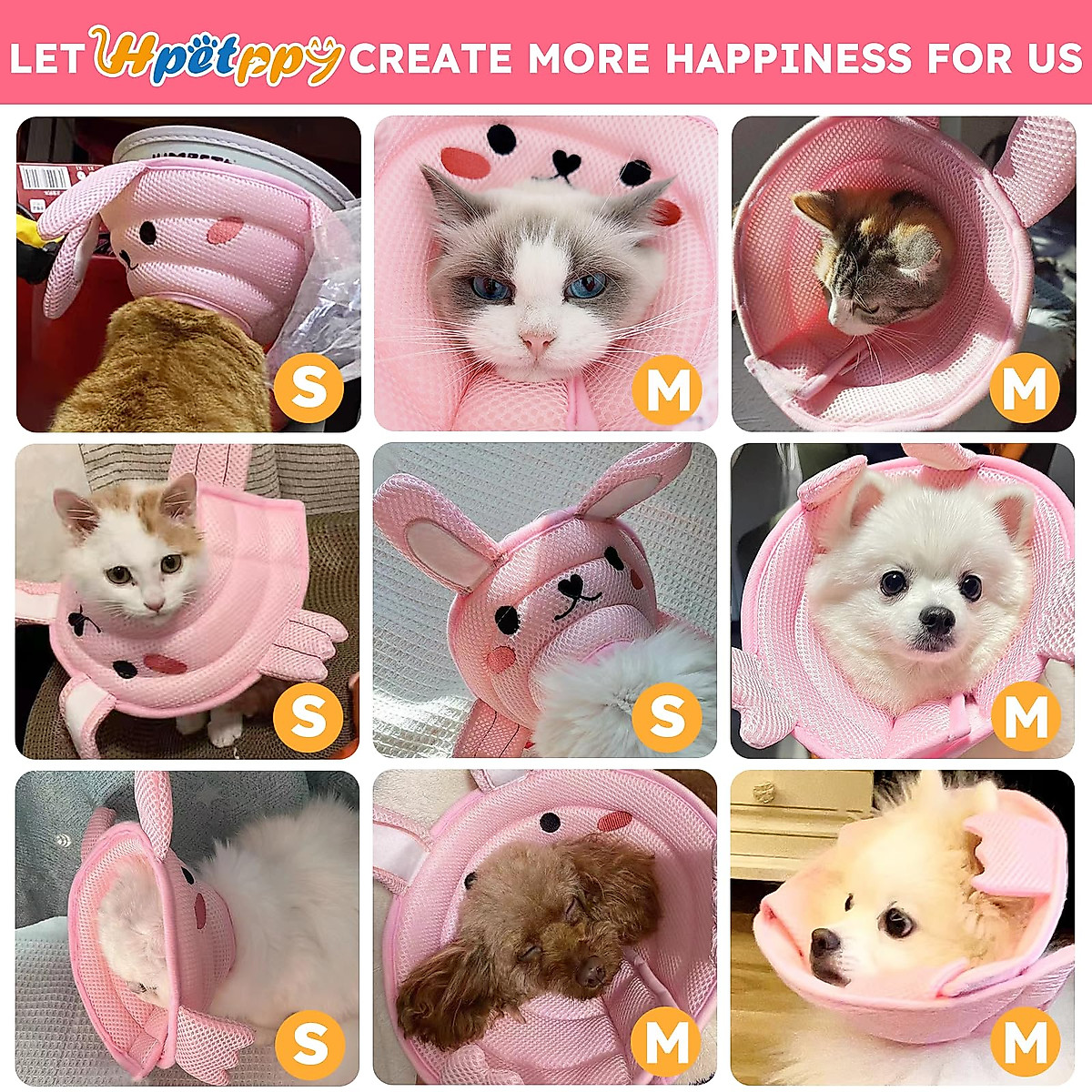 Cat Cone Collar Soft, Cute Cat Recovery Collar, Comfortable Cat Neck Cone for Wound Healing, Protective Pet Elizabethan Collar for Kitten Cat, Not Block Vision