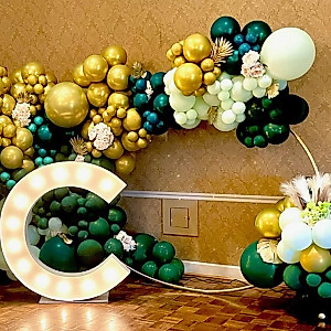 Dark Green White Balloon Garland Arch - 122PCS Dark Green Metallic Gold Balloons Green and Gold Balloons for Forest Birthday Green Gold Graduation Party Decorations