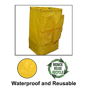 SagaSave Cleaning Cart Bag Replacement Janitorial Cart Bag Large Capacity Commercial Cleaning Bags for Cleaning Cart Housekeeping Carts, Yellow,18.90 * 11.02 * 27.17in