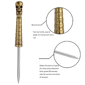 MUMIAO Bottle Opener, Stainless Steel Ice Pick with Safety Cover, Pick Tool for Breaking Ice, Non-slip Zinc Alloy Handle for Kitchen, Bars, Bartender, Camping (Bronze)