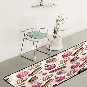 Cup Cake Chocolates Kitchen Rug Runner Non Slip Area Mat Bath Rugs for Bathroom Kitchen Entryway Shaggy Rug Soft Bedroom Carpet 72"x 24"
