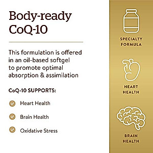 Solgar Megasorb CoQ-10 60 mg, 120 Softgels - Supports Heart & Brain Health - Coenzyme Q10 Supplement - Enhanced Absorption, Easy to Swallow - Gluten Free, Dairy Free - 120 Servings