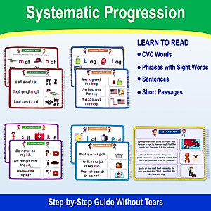 KIDDIEWIZE Learn to Read Phonics Busy Book for Beginning Readers, Montessori-Inspired Set of 3 Books for Kids Ages 3 4 5 6 7 8, 60 Learning Activities, Read in 4 Weeks with CVC Words and Sight Words