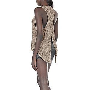 icyzone Workout Tank Top for Women - Tie Back Activewear Exercise Athletic Yoga Tops Running Gym Shirts(Pack of 2) (S, Black/Latte)