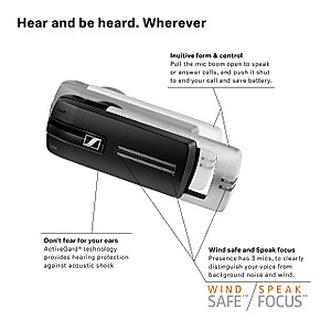 Sennheiser Presence UC (504576) - Dual Connectivity, Single-Sided Bluetooth Headset for Mobile Device & Softphone/PC Connection, with Carrying Case and USB Dongle, Major UC Platform Compatible (Black)