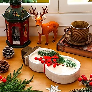 Conelist Wooden Dough Bowl Candles Christmas Candle Gifts Wooden Bowl Candle Farmhouse Bowl Candles for Wedding Birthday Christmas Gift Table Centerpiece Decor (Snowman, White)