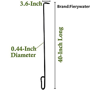 Fierywater 40-Inch Long Fire Poker by One Piece Solid Steel - Heavy Duty Fireplace Poker, Anti-Rust Black Coated Big Fire Stick