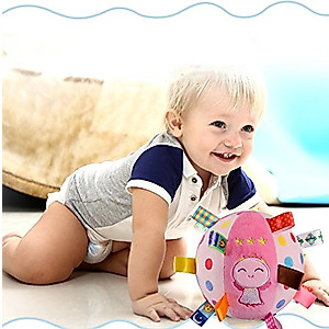 Inchant Soft Rattle Ball for Babies - Toddler Plush Sensory Built-in Bell Gift Ball with Colorful Tags, Pink