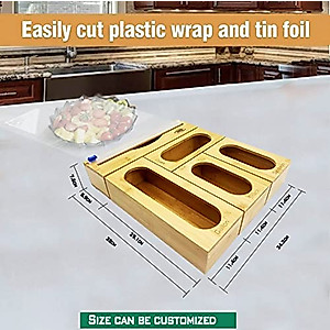 OOAZ 5-in-1 Bamboo Drawer Organizer for ziplock Bags, Separate baggie and sandwich bag organizer for drawer, Multi-Use Ziplock Drawer storage Organizer for Kitchen