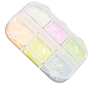 Nail Powder, Nail Glitter Mixed Glitter 6 Colors Aurora Chrome Nail Powder DIY Craft Elegant Nail Dust Sand Powder Nail Art Decoration Luminous Decorative Nail Art Sequins for