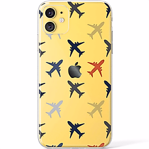 Mertak Clear Case Compatible with iPhone 15 14 13 Pro Max 12 Mini 11 SE Xr Xs 8 Plus 7 6s Cute Pilot Design Airplanes Trip Protective TPU Lightweight Travel Cover Slim Aviation Flexible Silicone