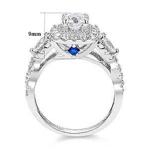 Newshe Engagement Wedding Ring Set For Women 925 Sterling Silver 2.4ct Round Pear White Cz Size 3-13 (Brilliant Round Shape, 8)