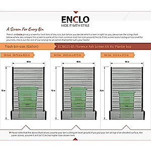 Enclo Privacy Screens EC18025 6ft H x 4ft W x 1ft L 6ft H x 4ft W x 1ft L Florence WoodTek Vinyl Outdoor Freestanding Privacy Fence Screen Panel and Planter Box Kit (1 Screen), Ash