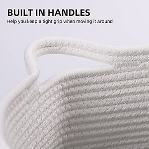 Woven Basket Rope Storage Basket, Home Decor Blanket Basket Laundry Hamper, Nursery BinToys Storage Basket with Handle, Baskets for Toys Pillows Towels