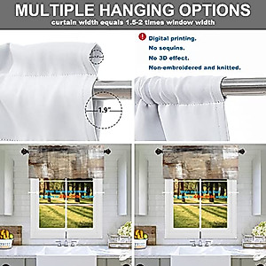 Batmerry Brown Beige Abstract Art Kitchen Valances Half Window Curtain, Brown Art Abstract Acrylic Painting Kitchen Valances for Windows Heat Insulated Valance for Decor Reducing The Light 52x18 Inch