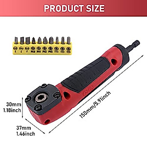 Right Angle Attachment with 10pcs Bits 90°degree Right Angle Drill Adapter 1/4 Inch Right Angle Attachment Extension Screwdriver Socket Holder Drill Attachment