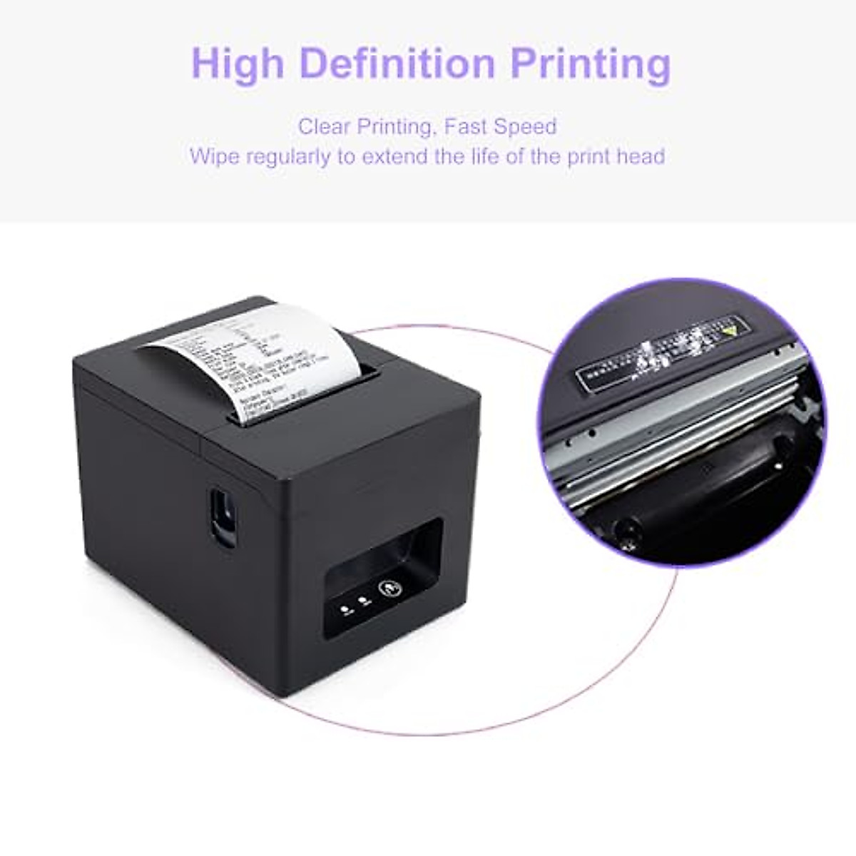 High Speed Printing, ESC POS Compatibility, User Friendly Design, Wall Mountable POS Receipt Printer with USB, Wide Application for Restaurant Retail Store, XP