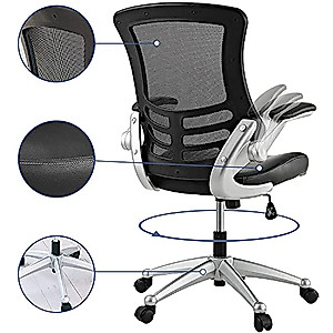 Modway Attainment Mesh Back and Vinyl Seat Modern Office Chair in Black