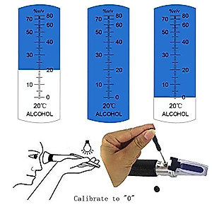 Alcohol Refractometer 0~80% for Liquor Spirit Alcohol Volume Percent Measurement with Automatic Temperature Compensation (ATC)